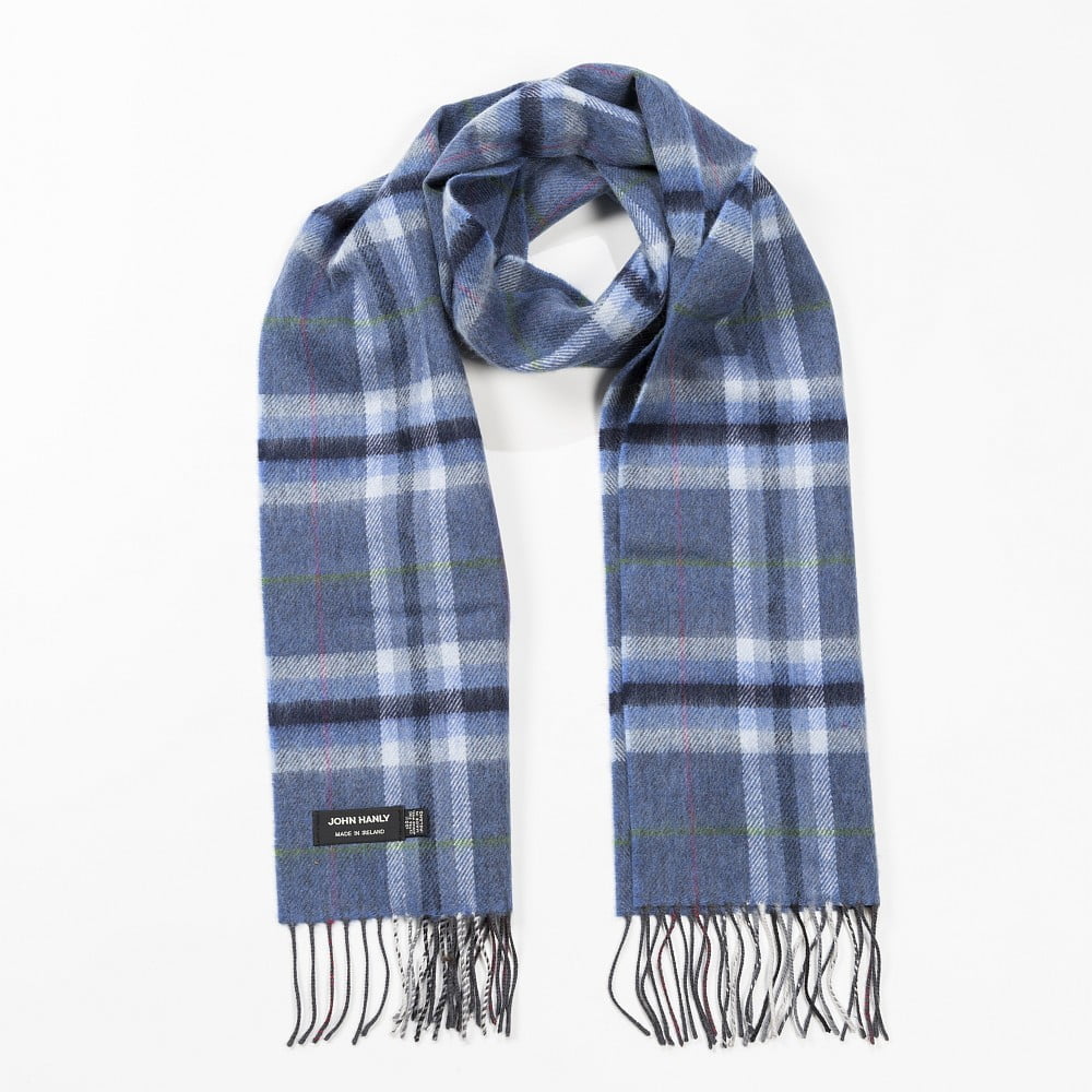 Merino Luxury Wool Scarf Denim Grey Plaid – Carrick Mór
