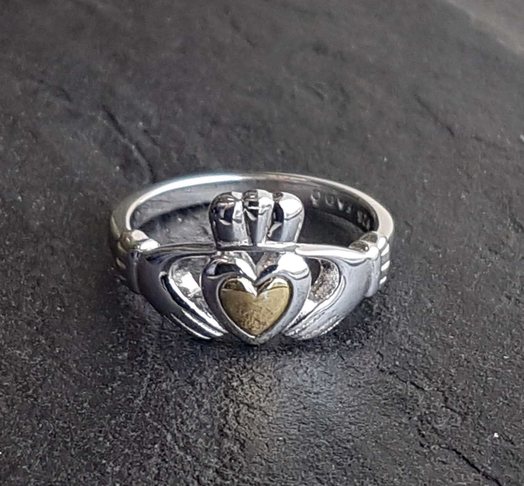 Heart of Gold Claddagh Ring - Sterling Silver and 10k Gold – Carrick Mór