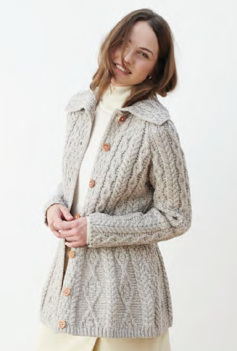Flared Cardigan with Diamond Stitch Pattern – Carrick Mór